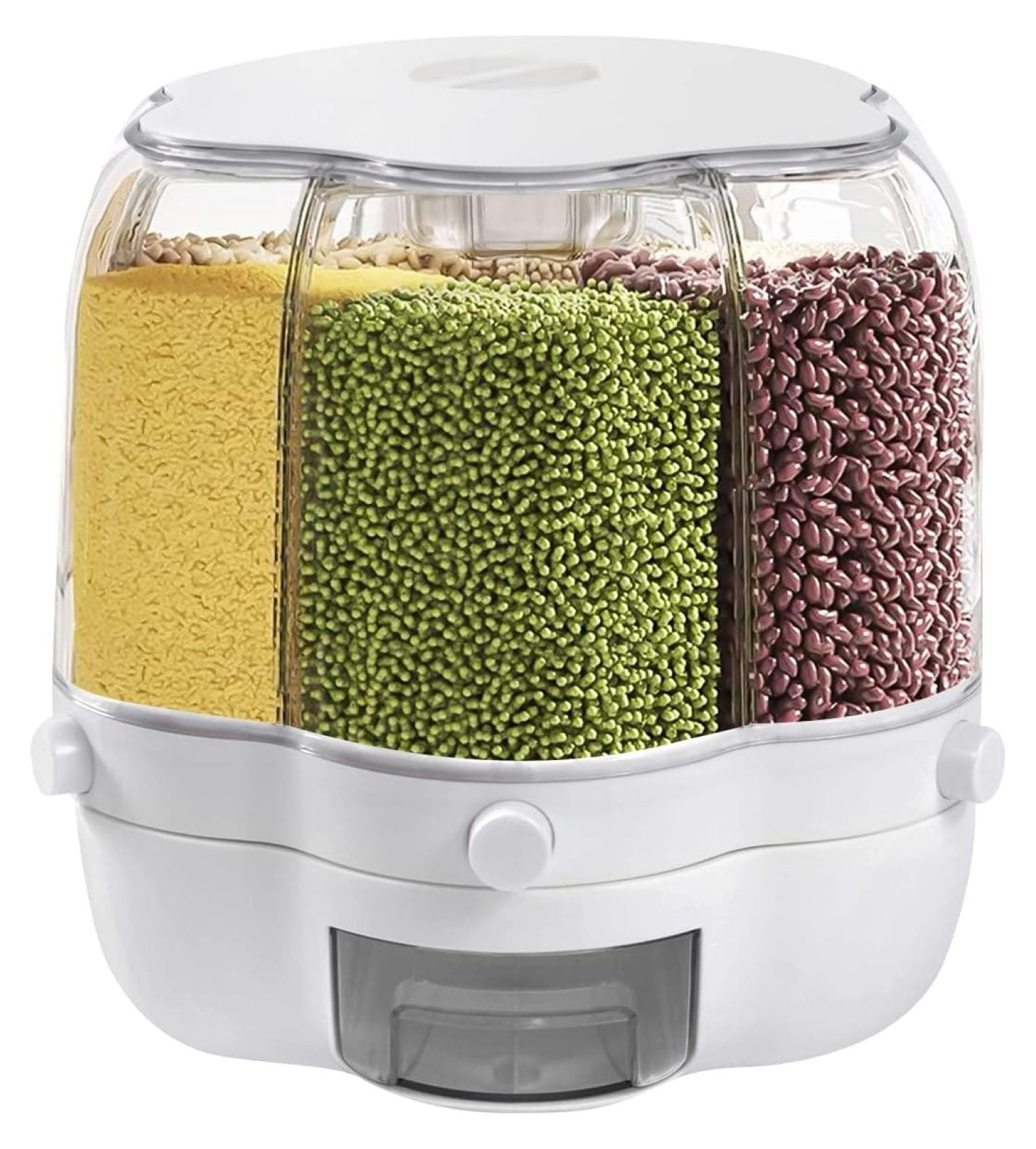 Grain Storage Container Dispenser, 6 Grids rice dispenser rotating, 360 ...