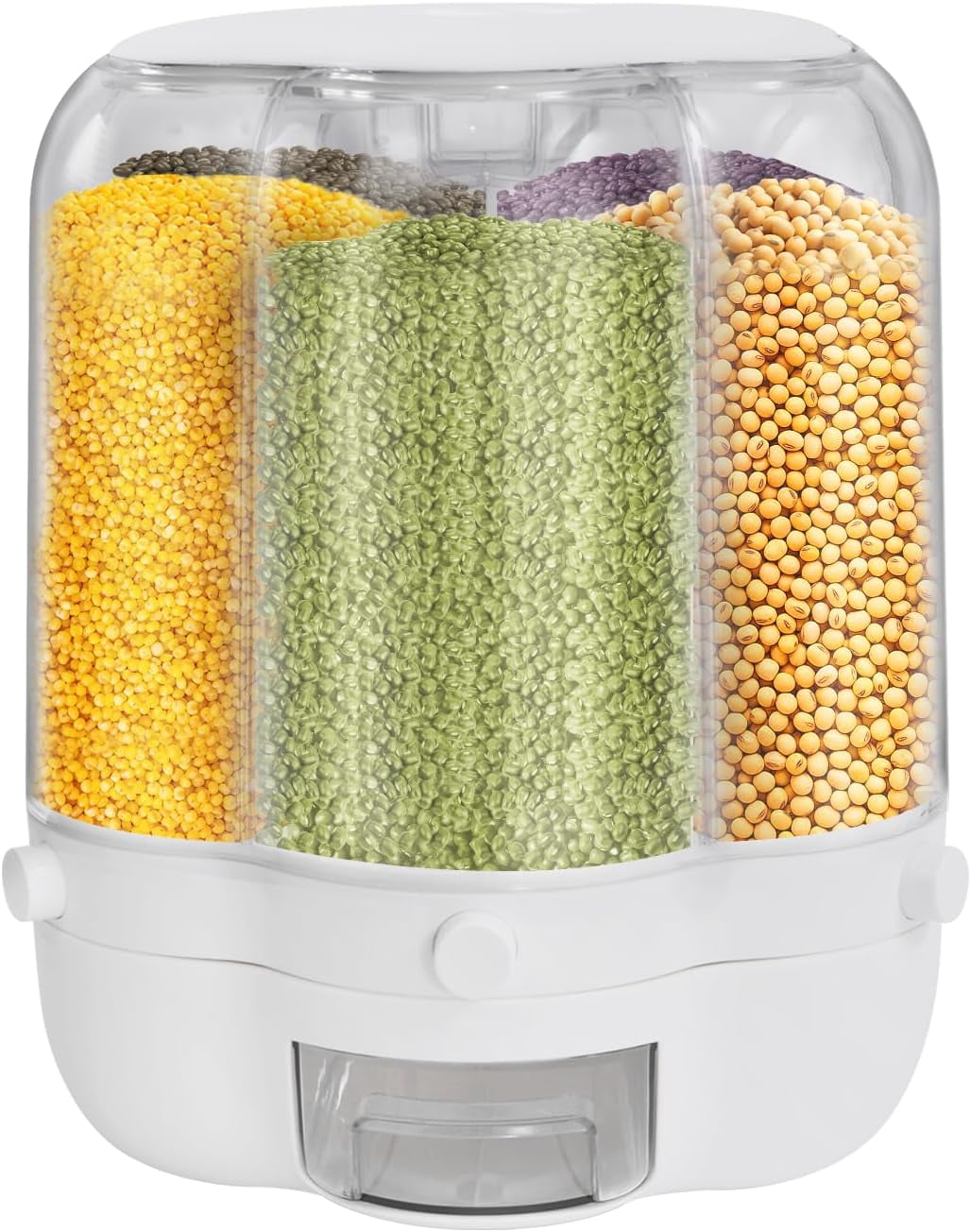 Grain Storage Container Dispenser, 6 Grids rice dispenser rotating, 360 ...
