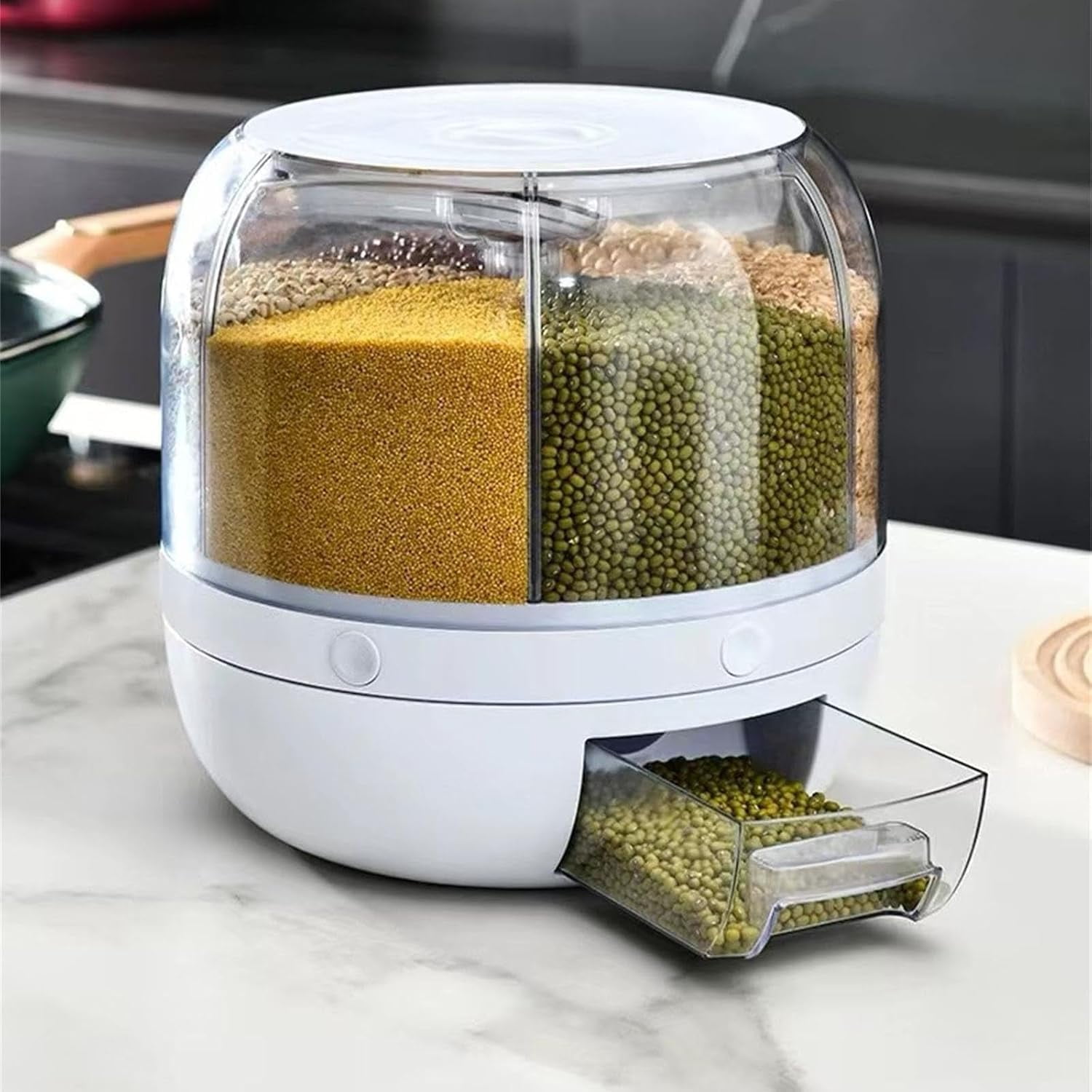 Grain Storage Containers Dispenser, Rotating 6L/13 lbs Food Storage ...