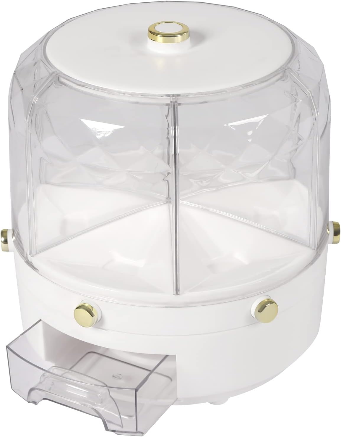 Grain Storage Dispenser,6 Compartment 360°Rotating Dry Food Dispenser ...