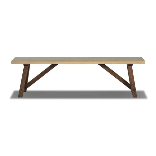 Grain Wood Furniture Cascais Solid Wood Bench with Farmhouse Base in ...