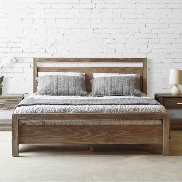 Grain Wood Furniture Loft Full Size Solid Wood Bed, Weathered Pine ...