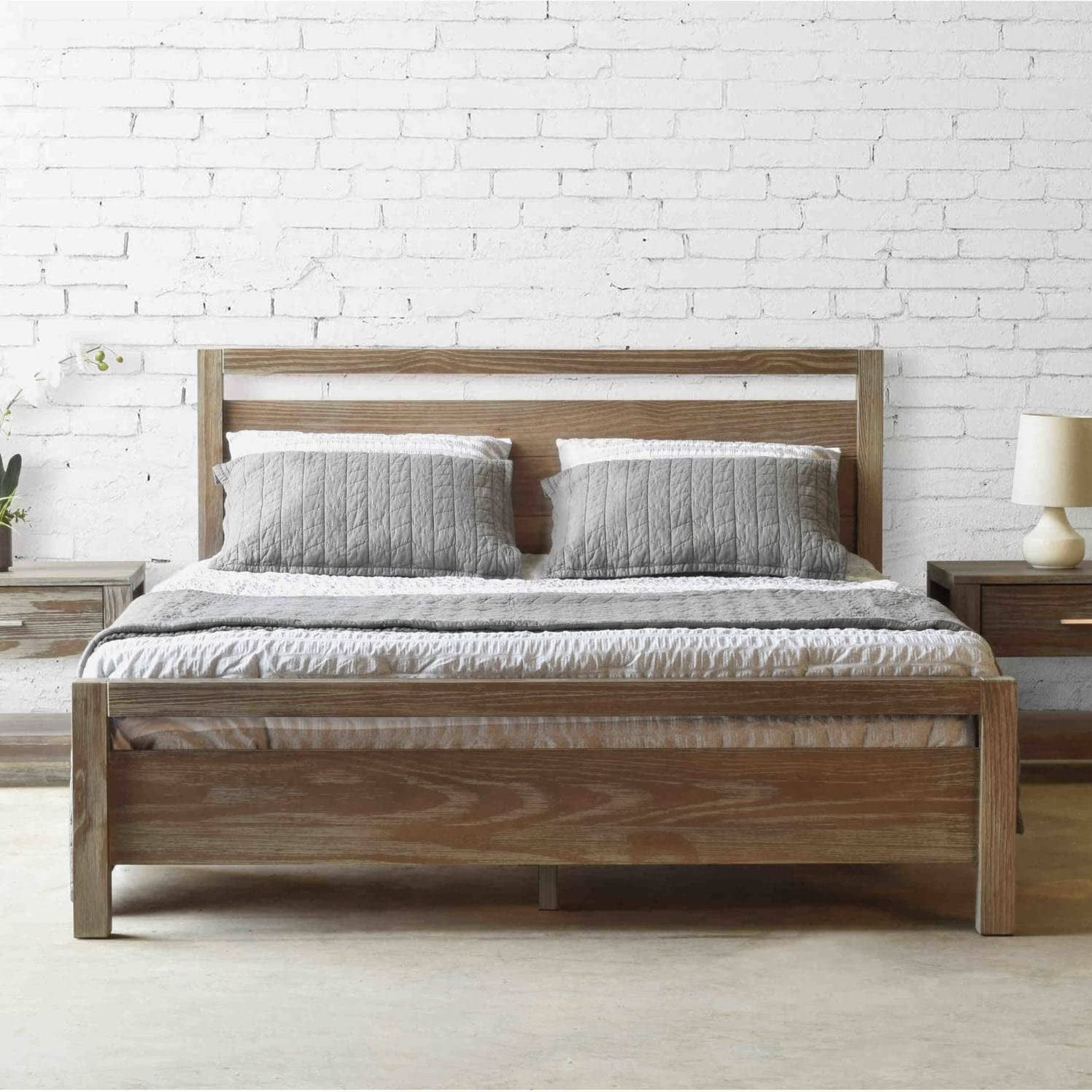 Grain Wood Furniture Loft Queen Size Solid Wood Bed, Weathered Pine ...