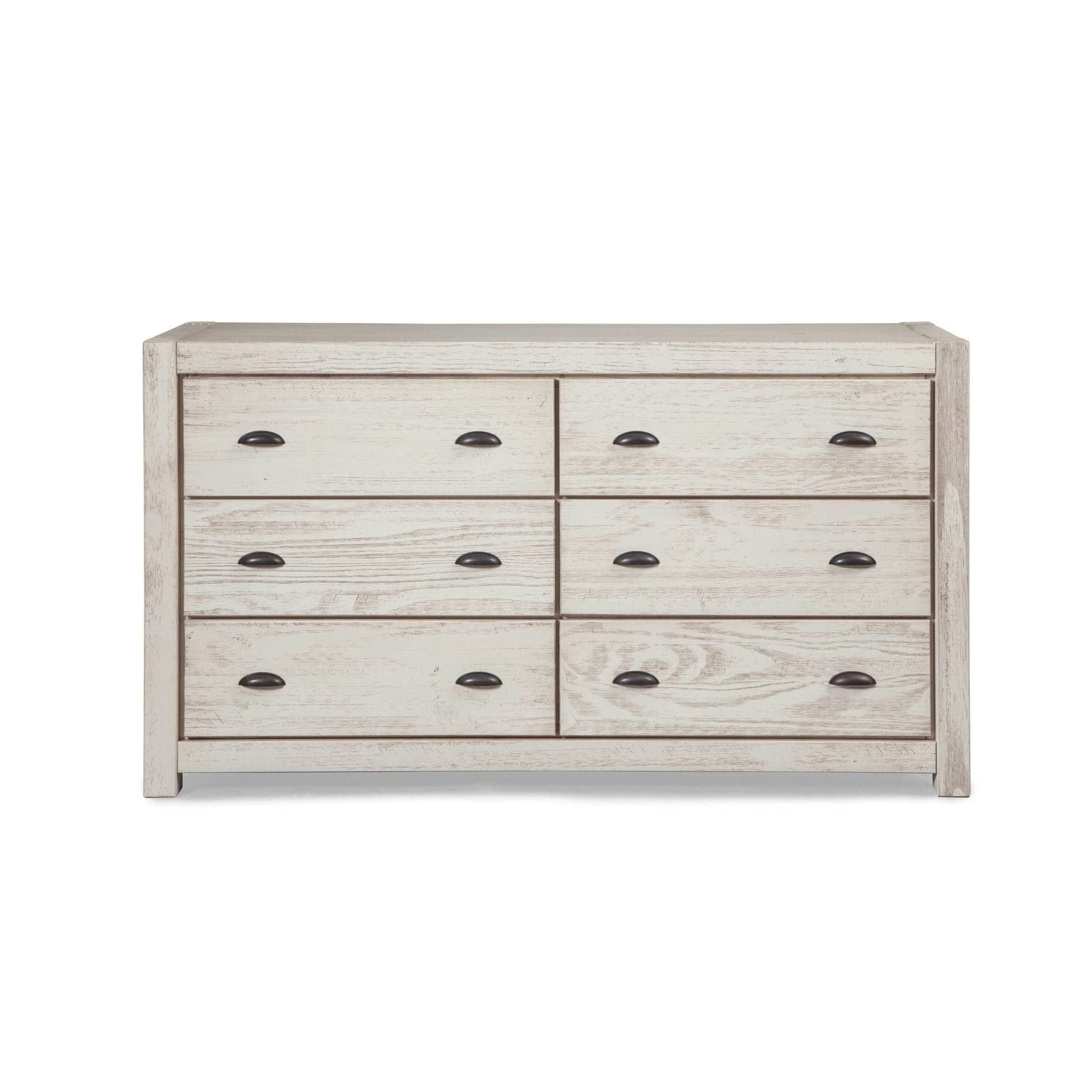 Grain Wood Furniture Rustic Solid Wood Dresser, 6 Drawers, Off-White ...