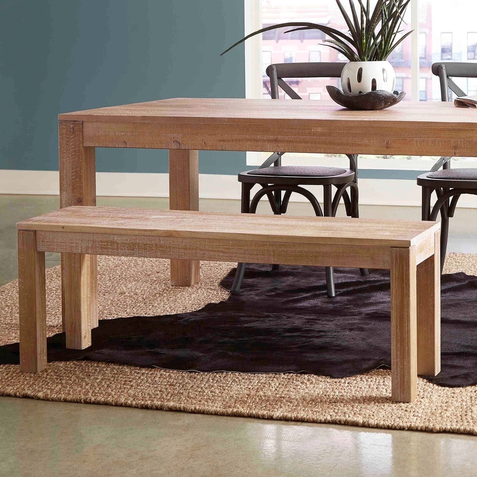 Grain Wood Furniture Montauk Rustic Pine Natural Wooden Solid Bench ...