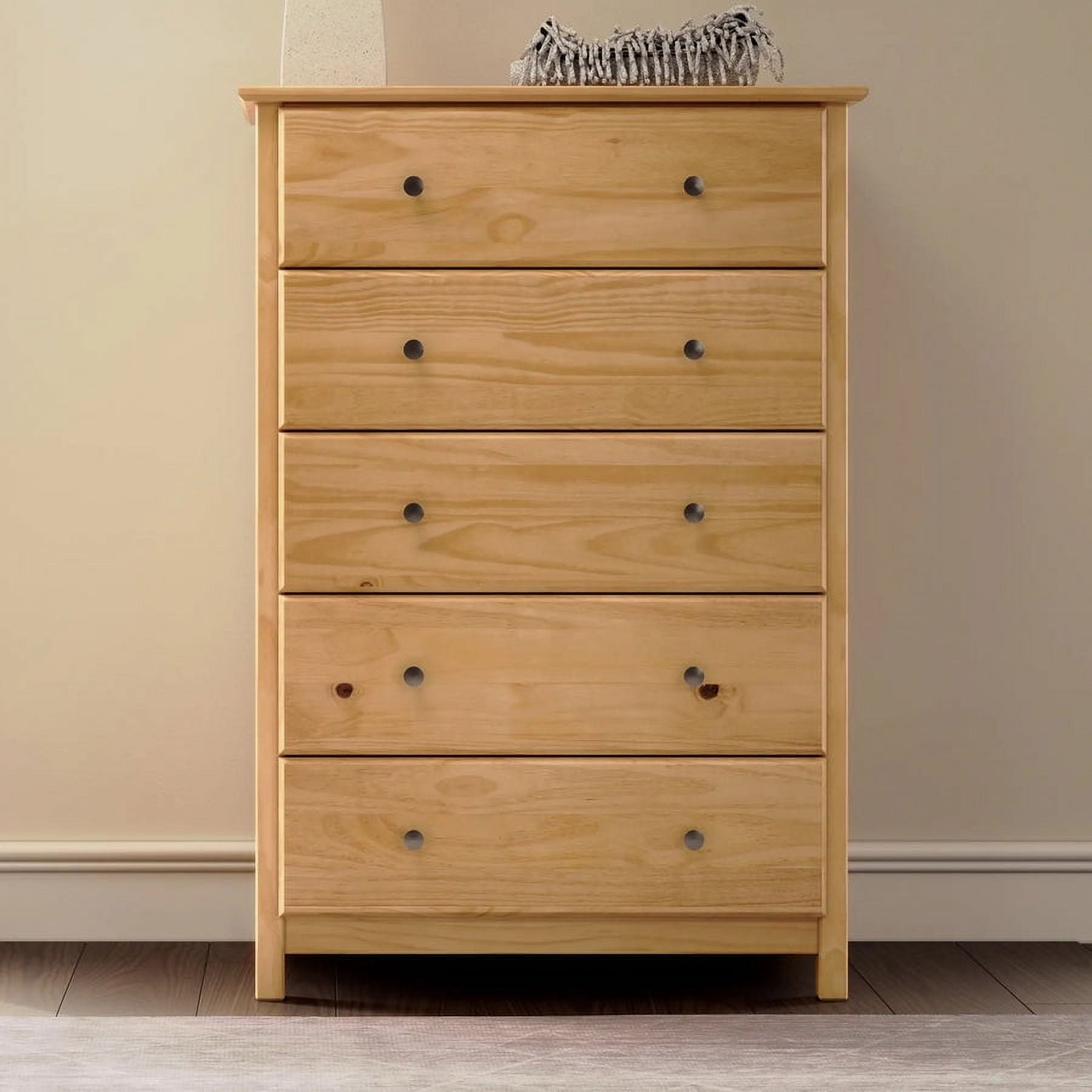 Grain Wood Furniture Shaker 5-Drawer Chest, Solid Wood with Deep ...
