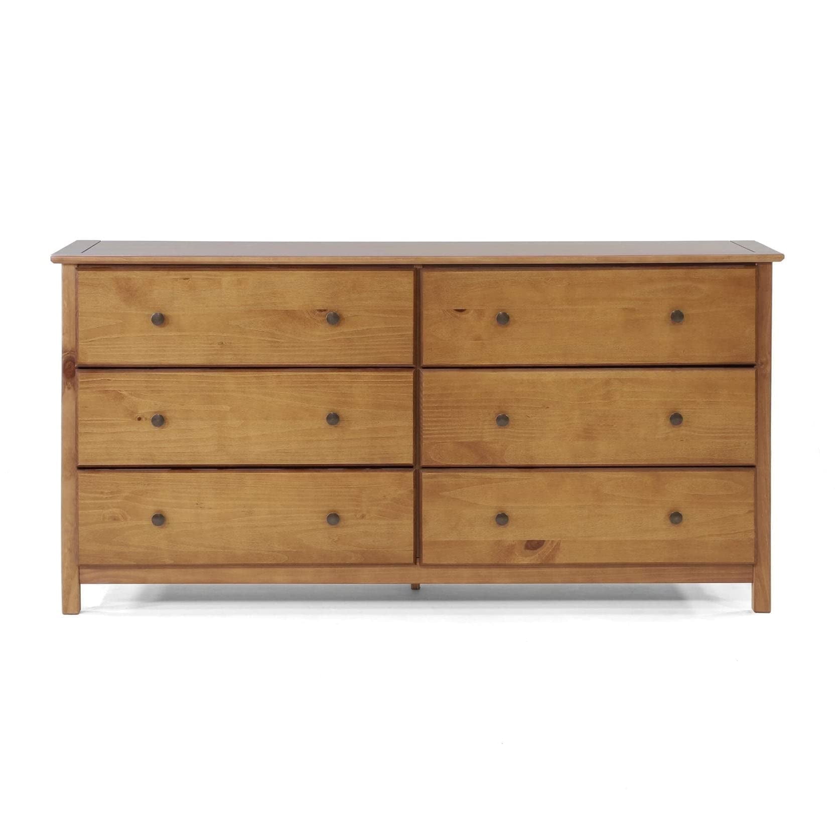 Grain Wood Furniture Shaker 6-Drawer Dresser, Solid Wood with a Walnut ...
