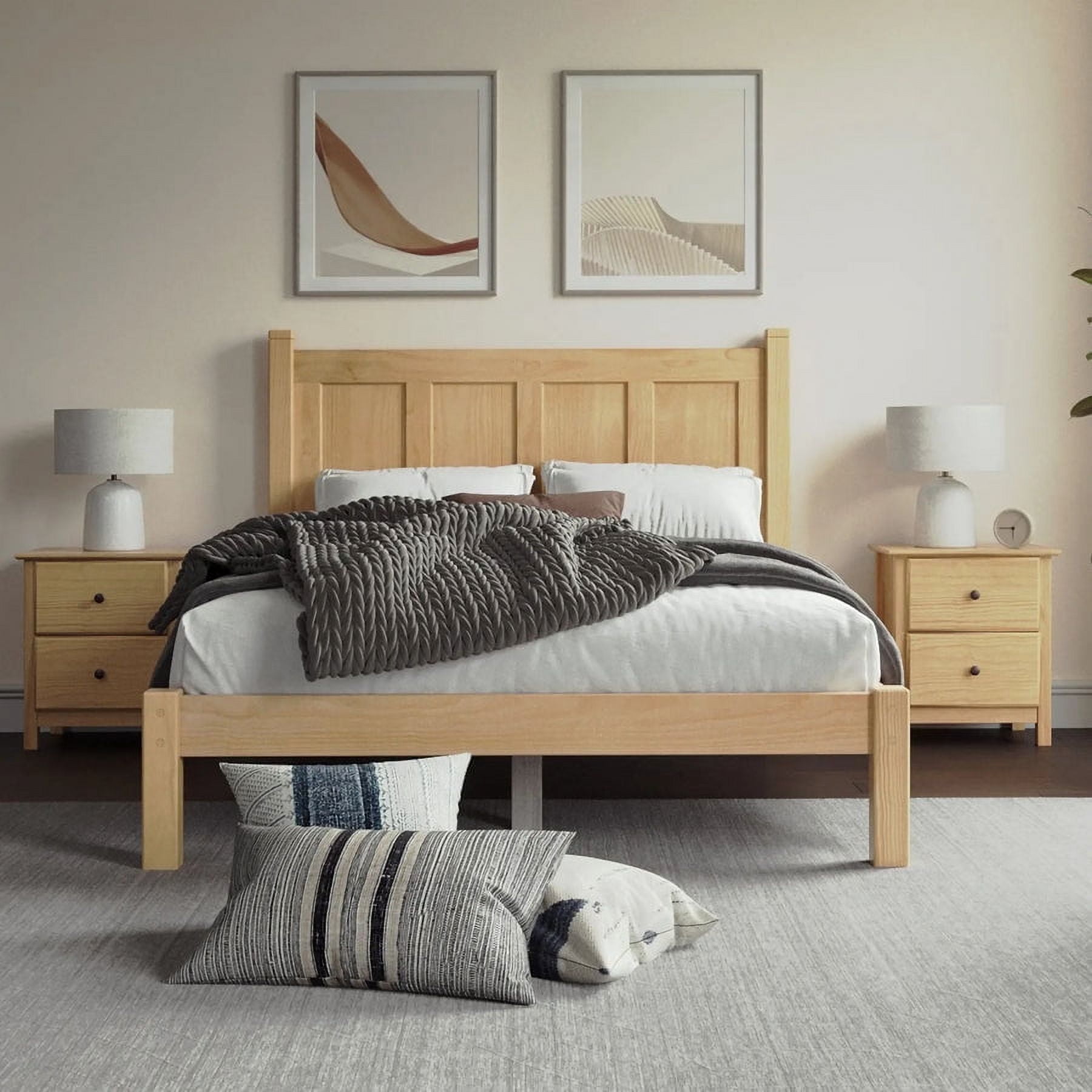 Grain Wood Furniture Shaker Solid Wood Panel Platform Bed, King Size ...