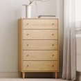 Grain Wood Furniture Solid Wood Mid Century 5-Drawer Chest, with a ...