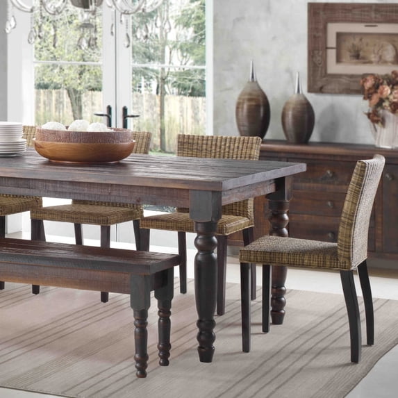 Grain Wood Furniture Rustic Farmhouse Solid Pine 63" Dining Table ...