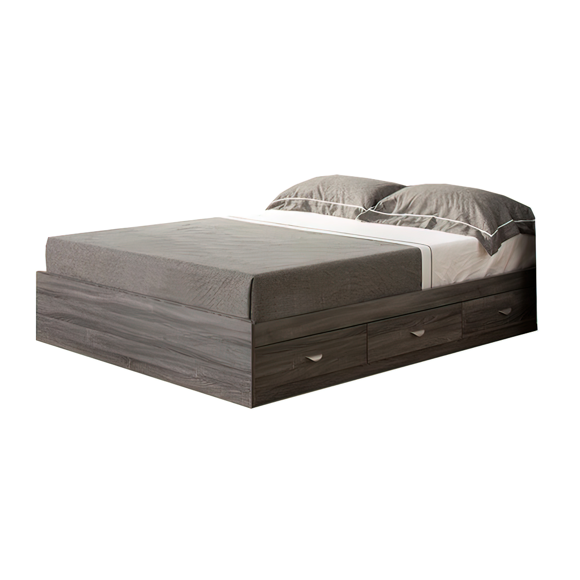 Transitional Distressed Gray Chest Bed Frame, Full Size with Underneath ...