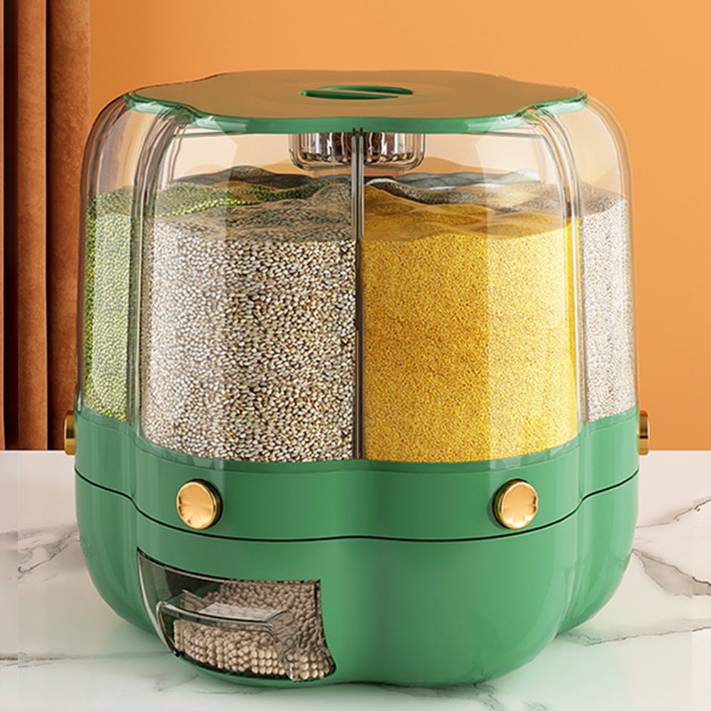Grains Storage Boxes Bins 360° Rotation Design Transparent Kitchen ...
