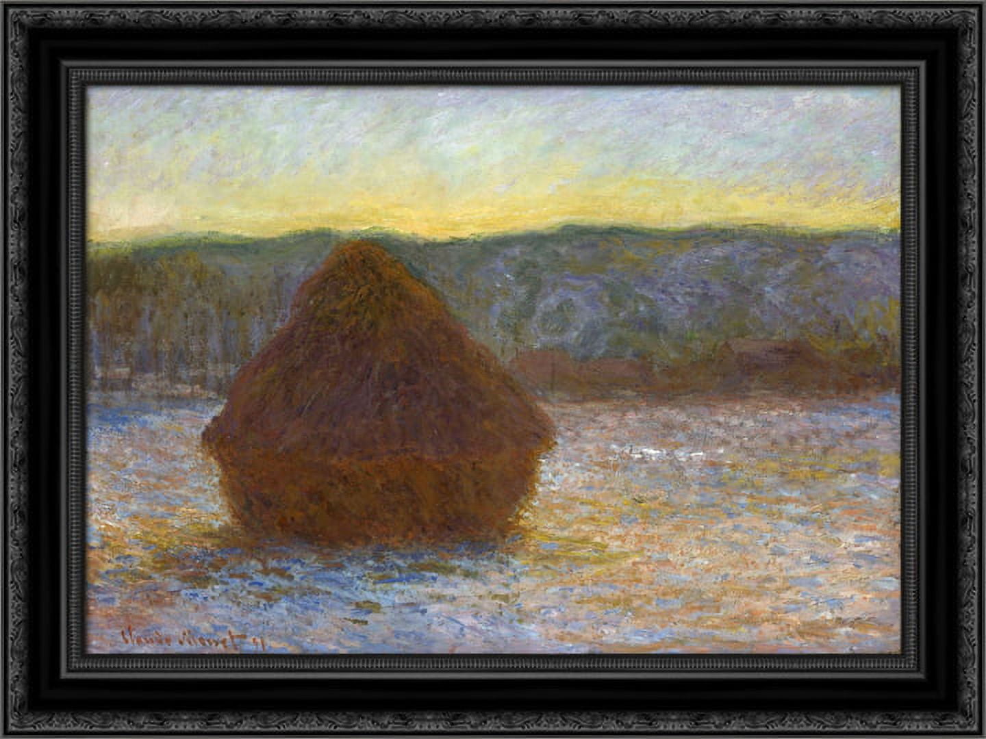 Grainstack, Thaw, Sunset 24x20 Black Ornate Wood Framed Canvas Art by ...