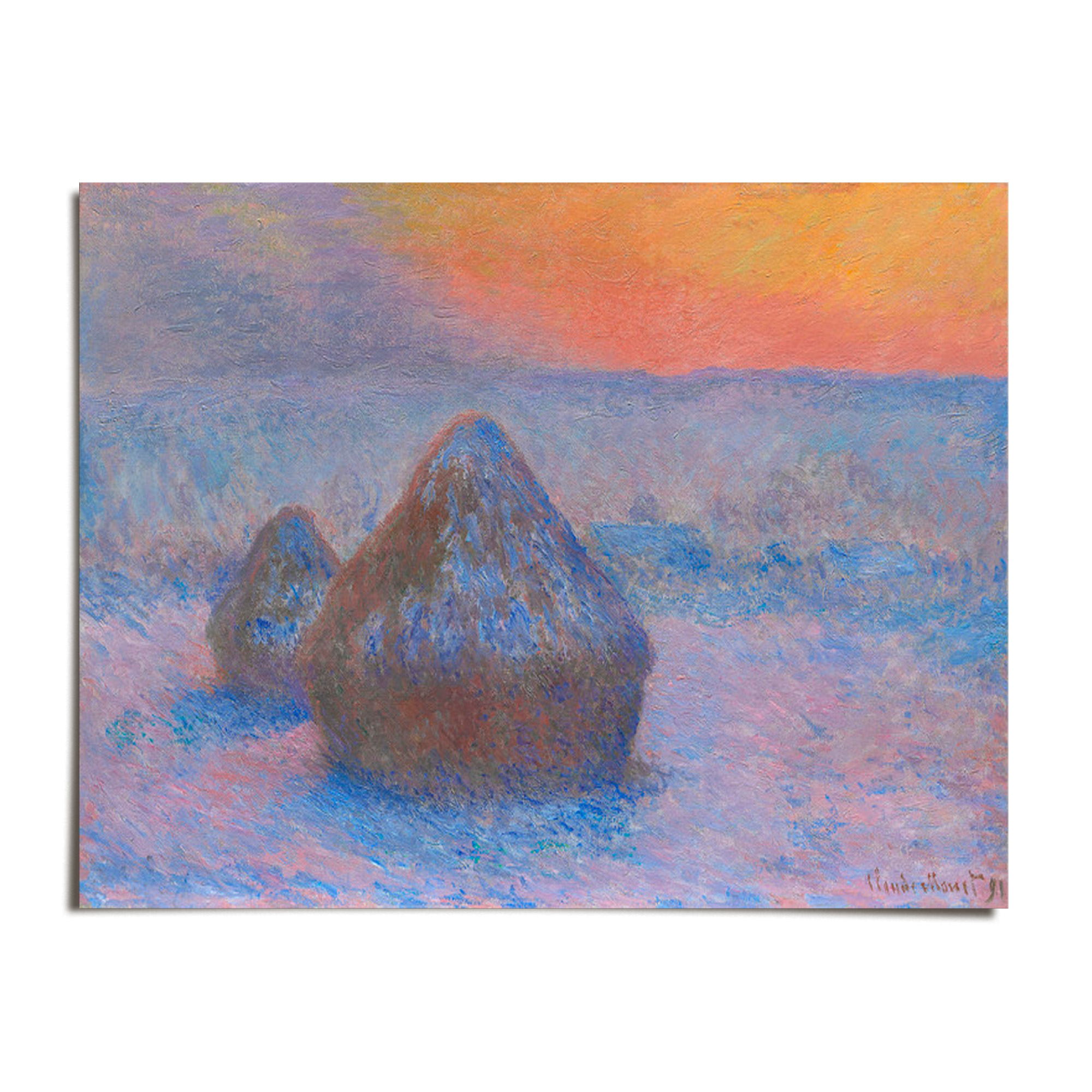 Grainstacks at Sunset, Snow Effect c. 1890 91 1 - Claude Monet - 11x14 ...