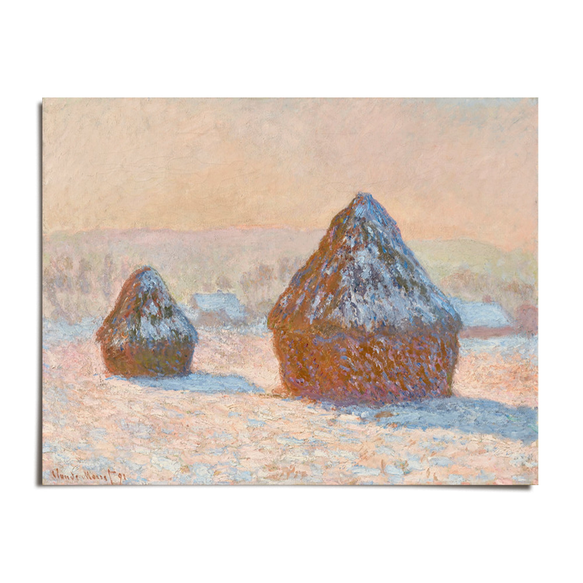 Grainstacks in the Morning, Snow Effect c. 1891 - Claude Monet - 12x16 ...