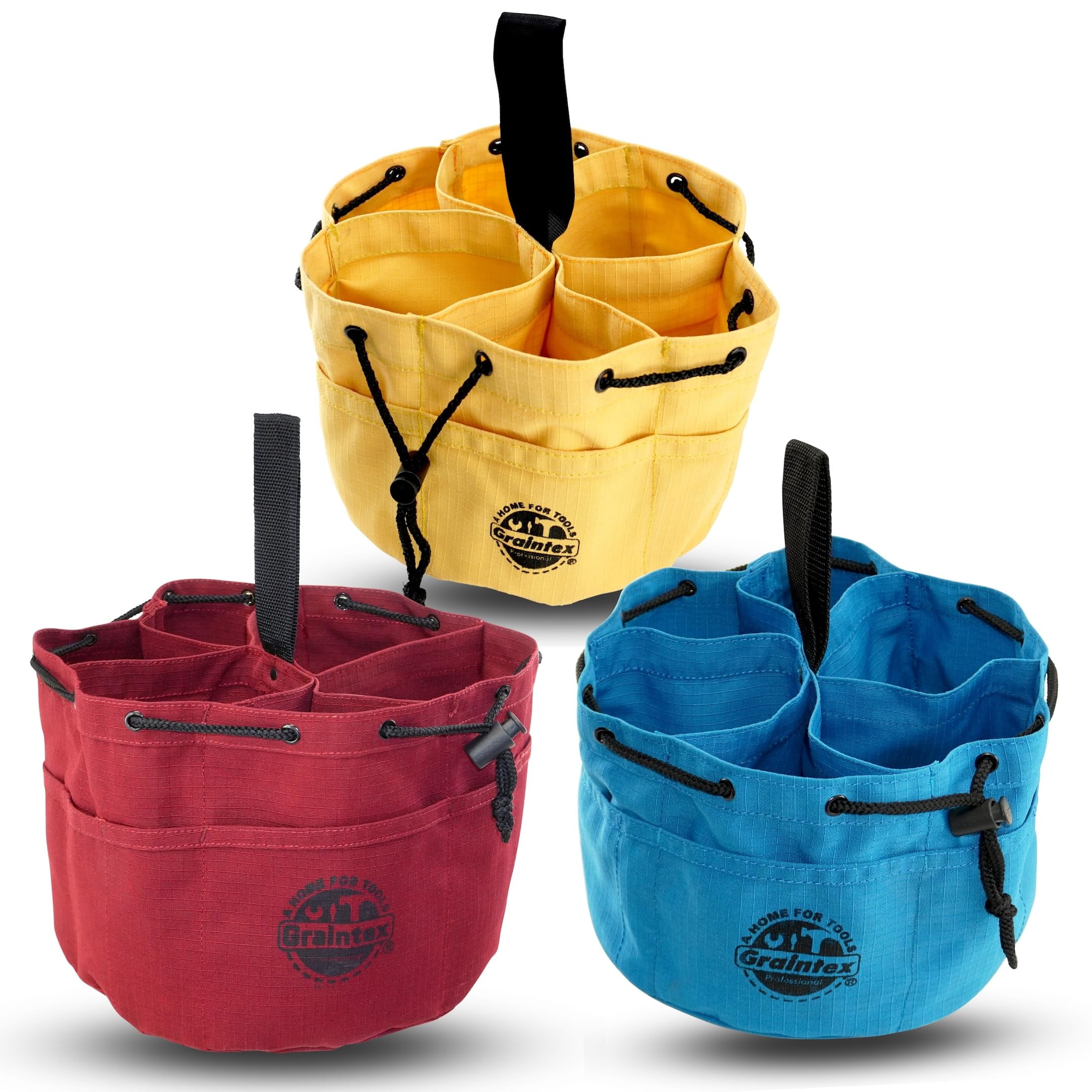 Graintex 18 Pocket Grab Bags Set of 3 Pcs Rip-stop Canvas, Drawstring ...