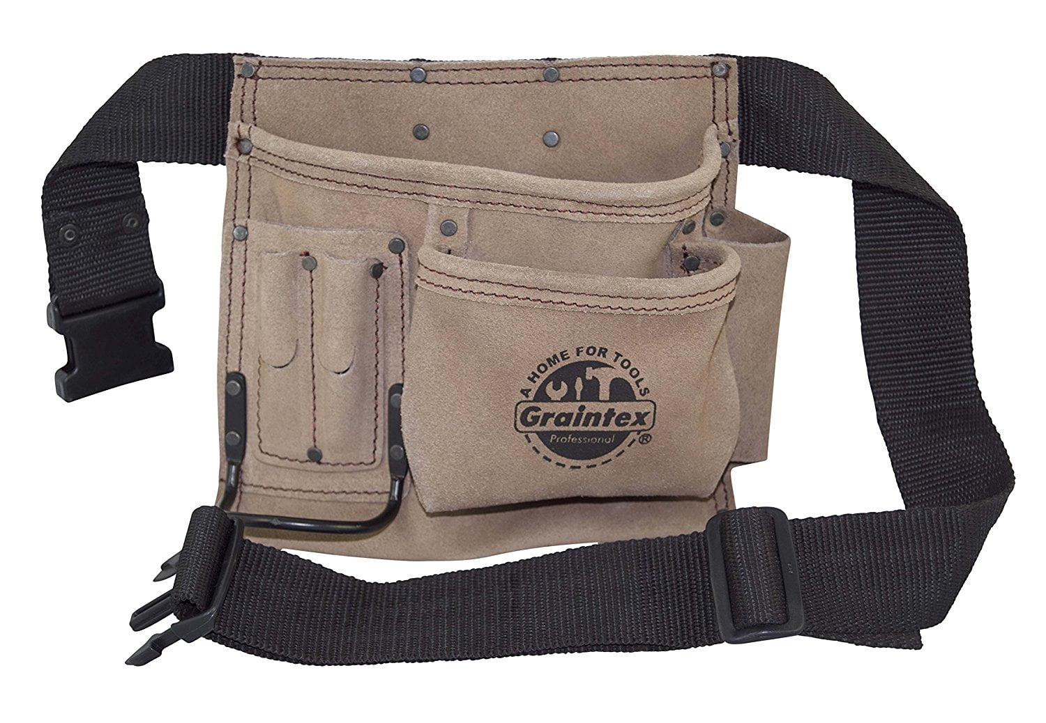 Graintex SS2179 5 Pocket Nail & Tool Pouch Beige Color Suede Leather ...