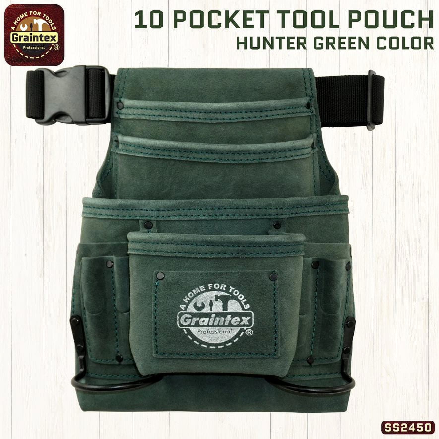 Graintex SS2450 :: 10 POCKET NAIL & TOOL POUCH HUNTER GREEN COLOR SUEDE ...
