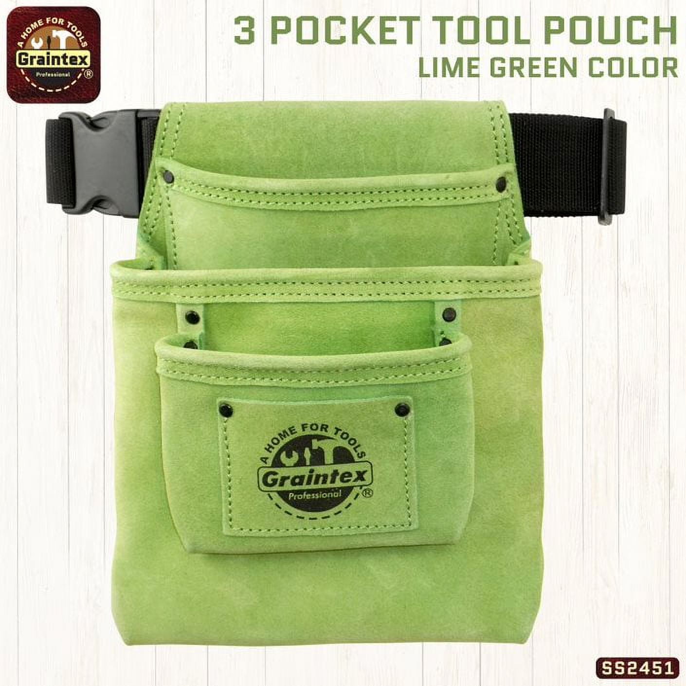 Graintex SS2451 :: 3 POCKET NAIL & TOOL POUCH LIME GREEN COLOR SUEDE ...