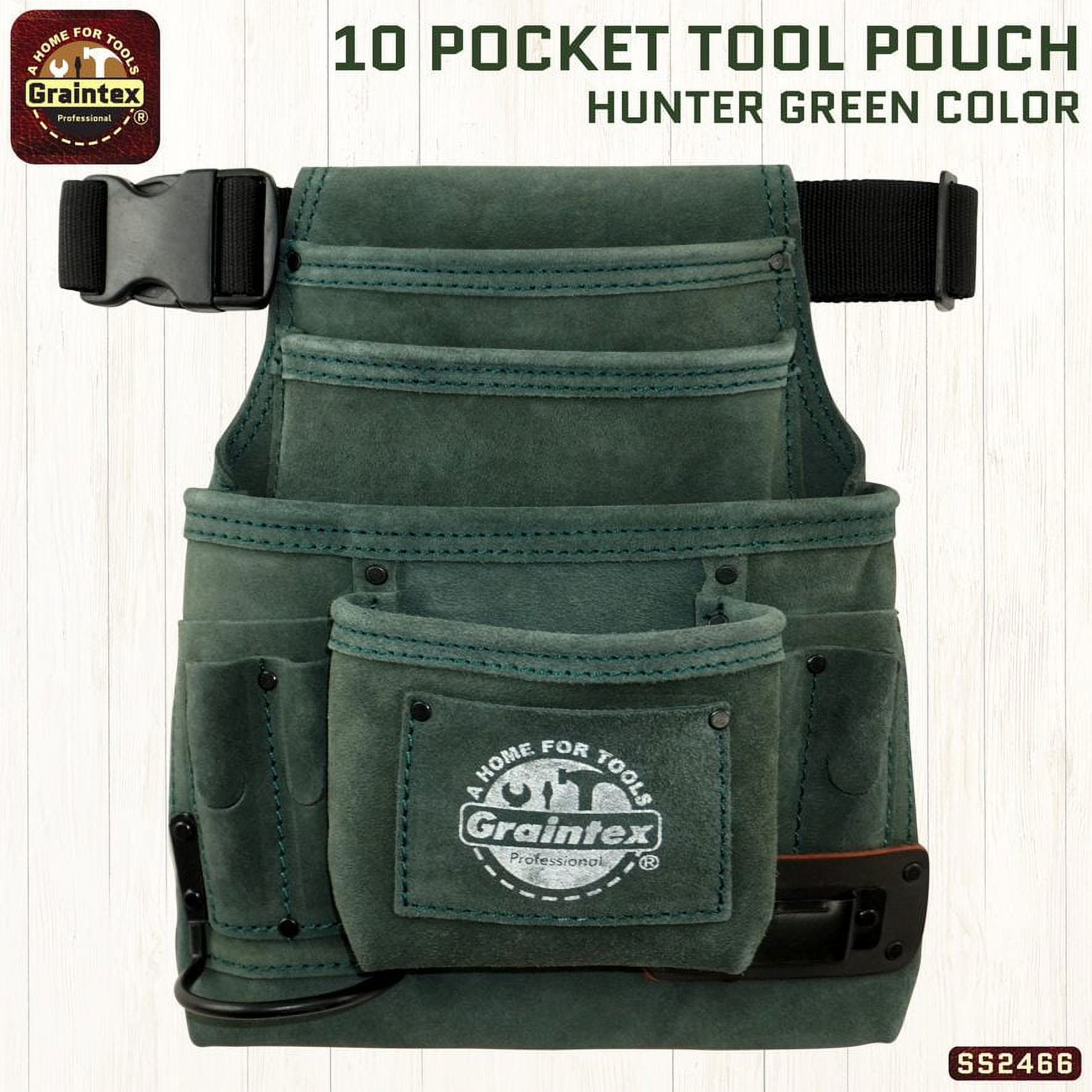 Graintex SS2466 :: 10 POCKET NAIL & TOOL POUCH HUNTER GREEN COLOR SUEDE ...