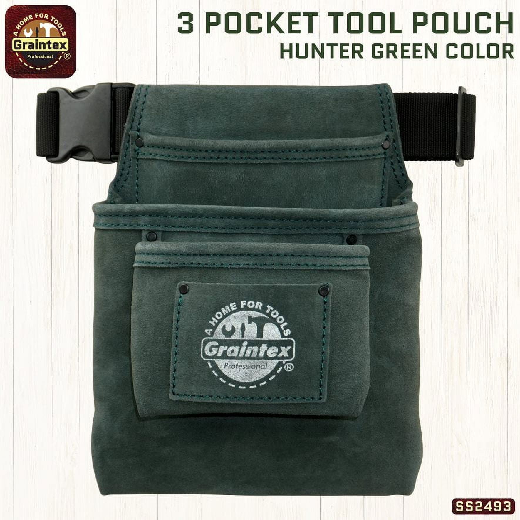 Graintex SS2493 :: 3 POCKET NAIL & TOOL POUCH HUNTER GREEN COLOR SUEDE ...