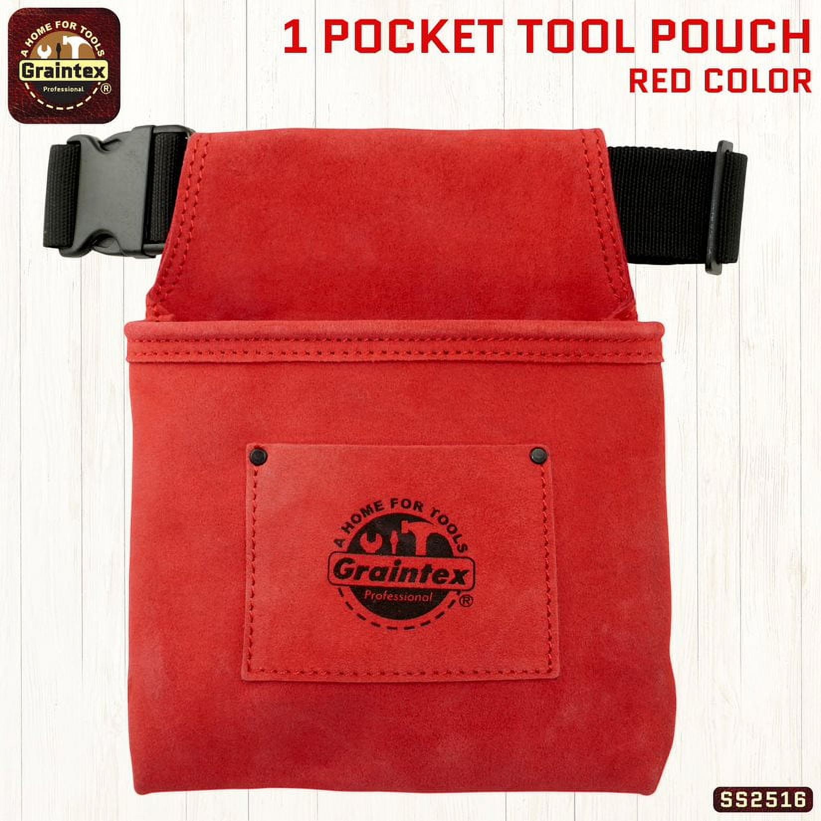 Graintex SS2516 :: 1 POCKET NAIL & TOOL POUCH RED COLOR SUEDE LEATHER ...