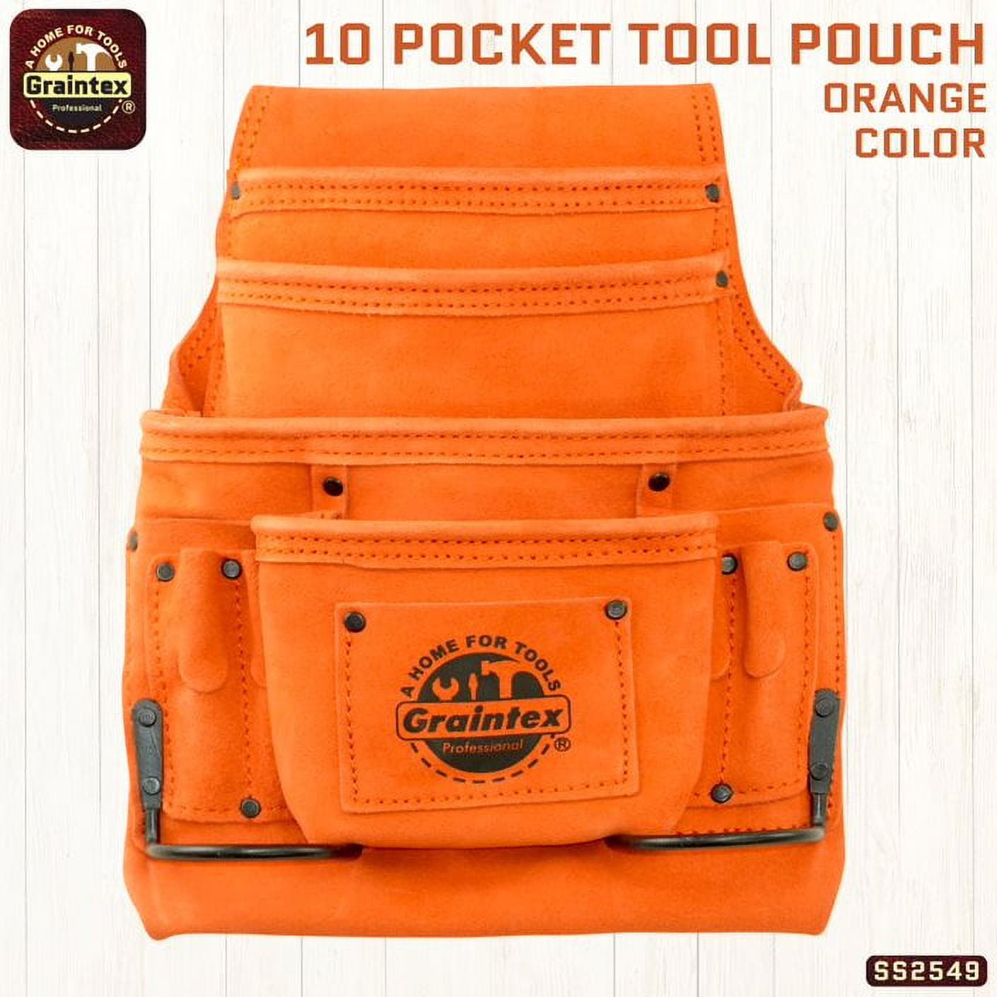 Graintex SS2549 :: 10 POCKET NAIL & TOOL POUCH ORANGE COLOR SUEDE ...