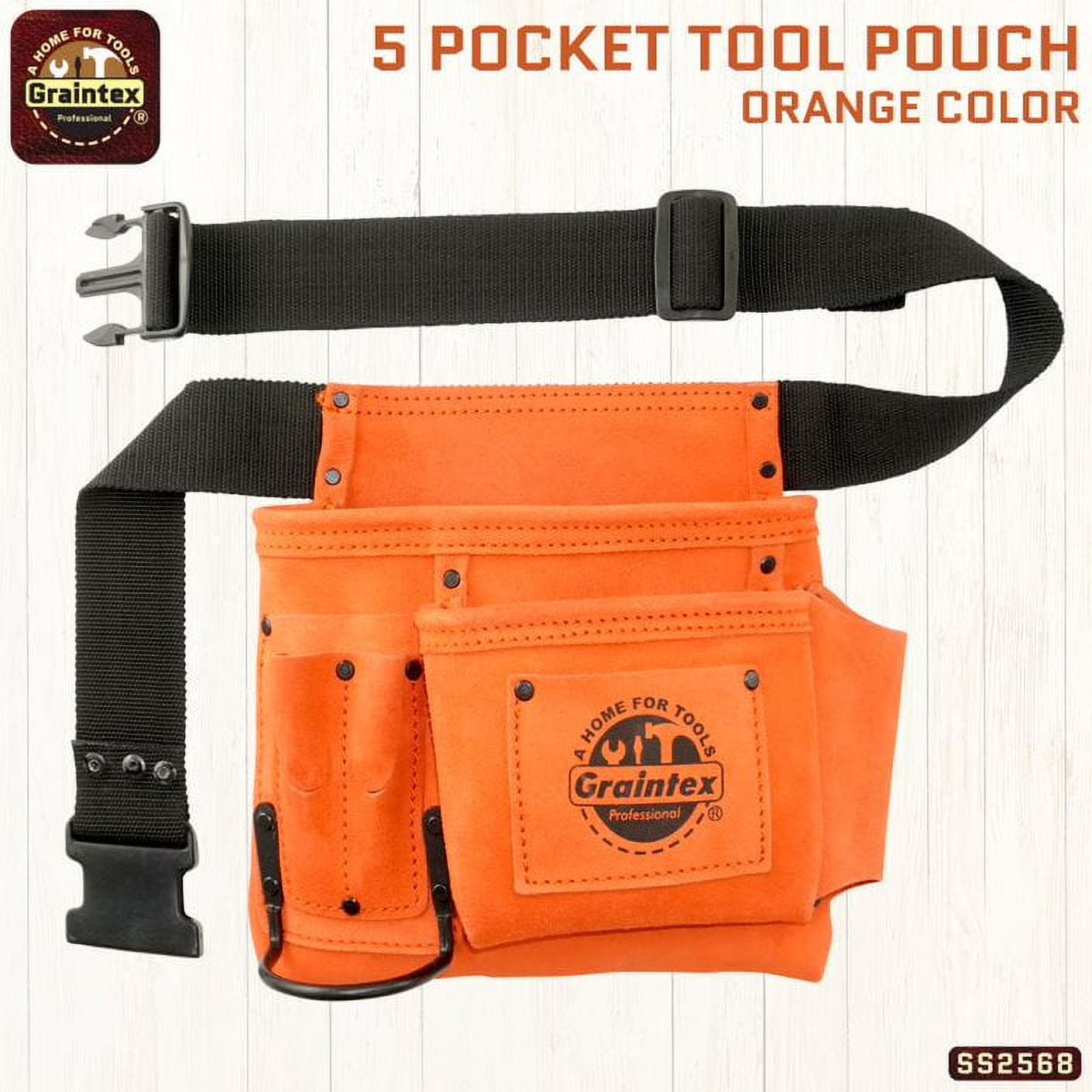 Graintex SS2568 :: 5 POCKET NAIL & TOOL POUCH LIME ORANGE COLOR SUEDE ...