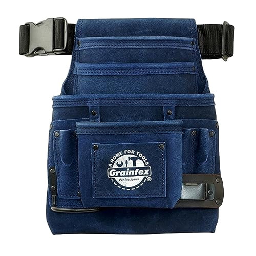 Graintex SS2574 :: 10 Pocket Nail & Tool Pouch Navy Blue Color Suede ...