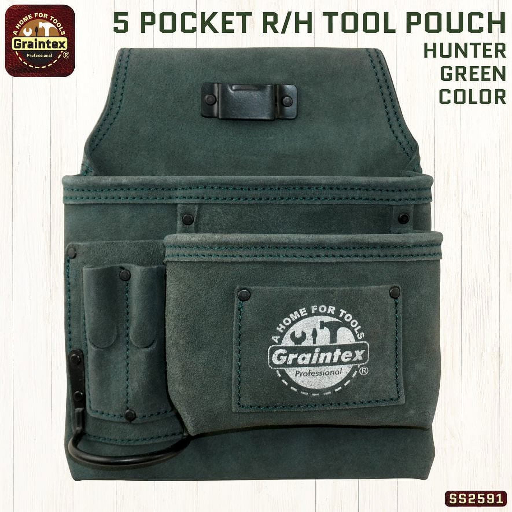 Graintex SS2591 :: 5 POCKET RIGHT HANDED NAIL & TOOL POUCH HUNTER GREEN ...