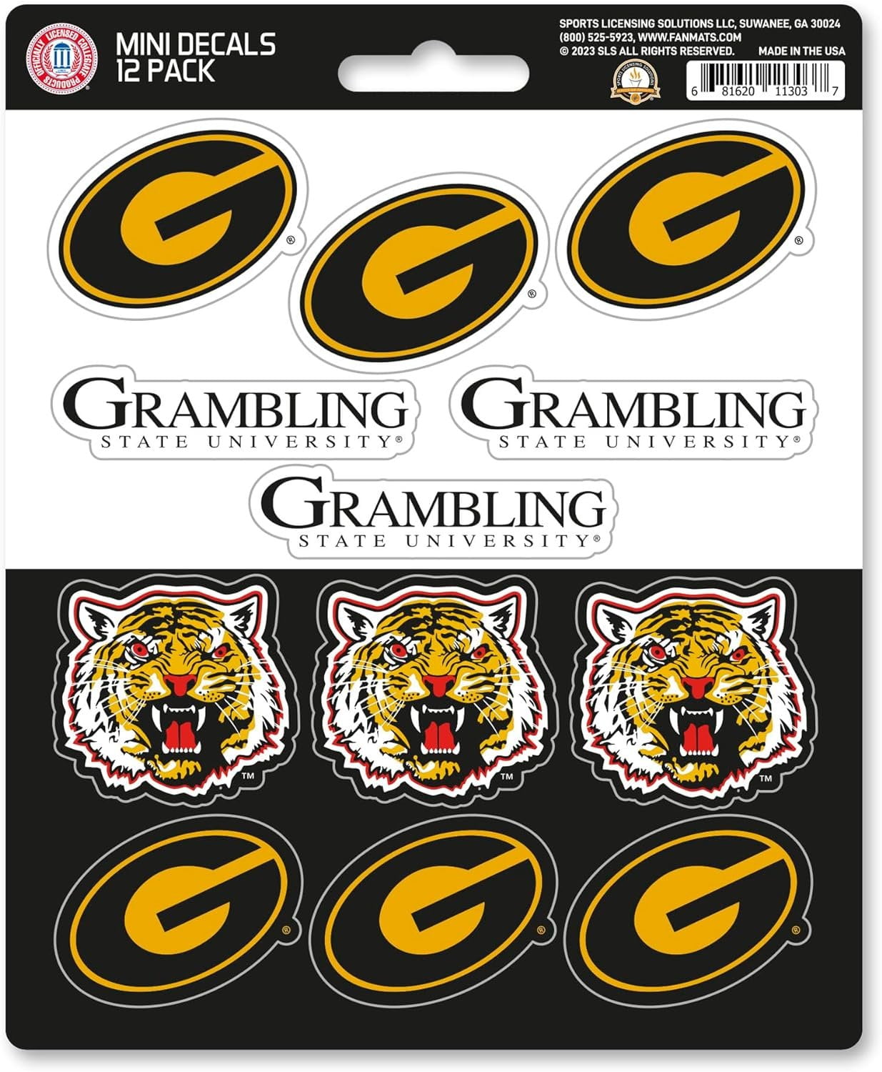 Grambling State University Tigers 12-Piece Mini Decal Sticker Set, 5x6 ...