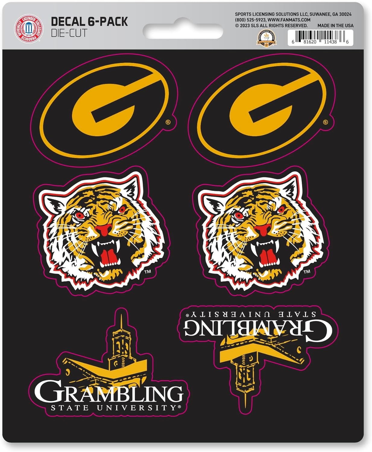 Grambling State University Tigers 6-Piece Decal Sticker Set, 5x6 Inch ...