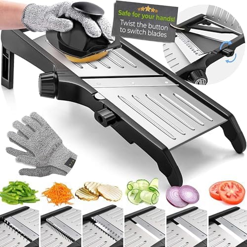 Gramercy Adjustable Mandoline Slicer for Kitchen, Potato Cutter ...