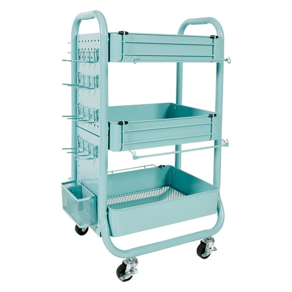 Simply Tidy Gramercy Metal Craft Storage Trolley with Mesh Trays and ...