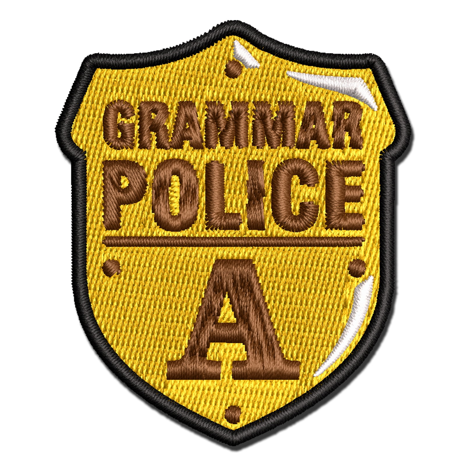 Grammar Police Badge Applique Multi-Color Embroidered Iron-On Patch - 2 ...
