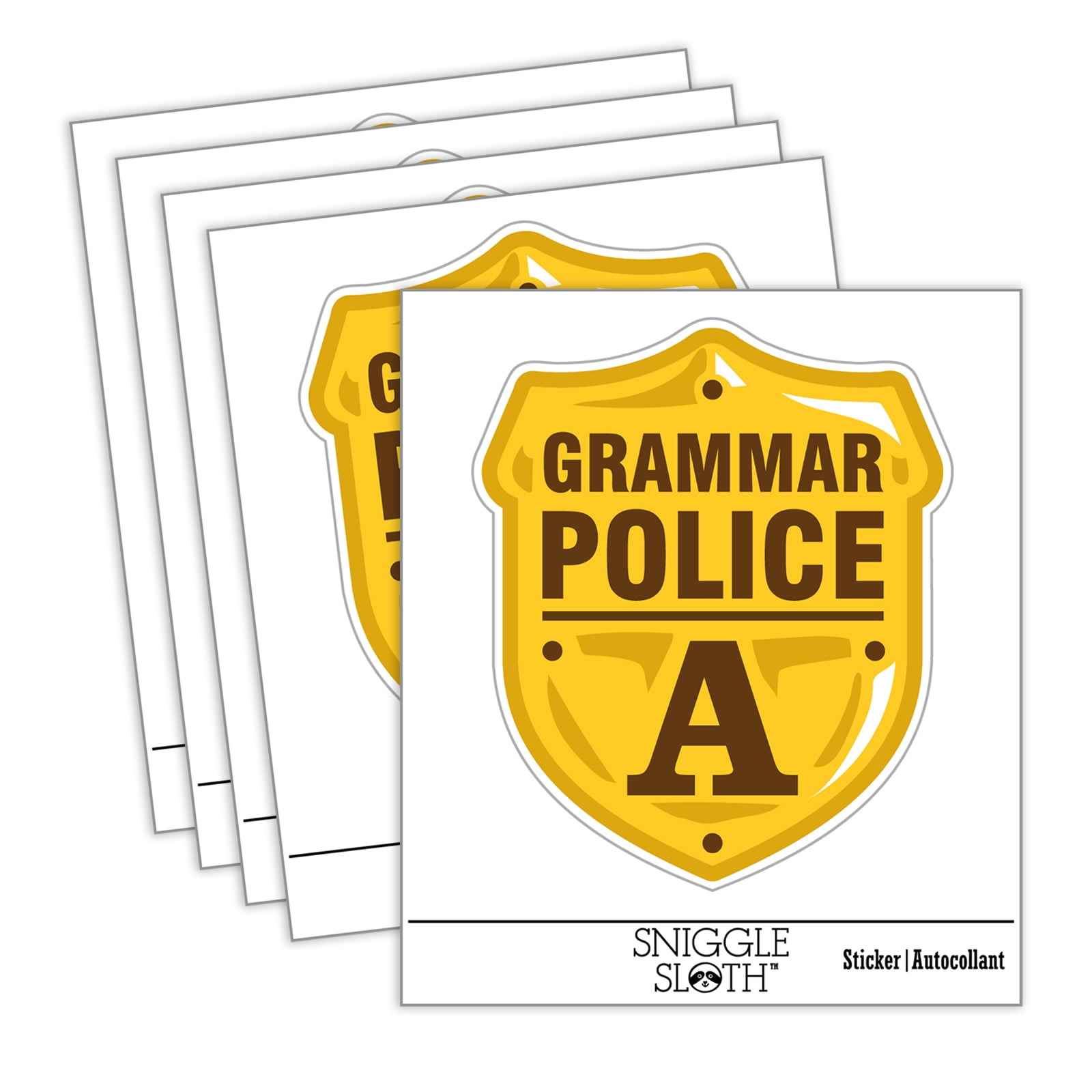 Grammar Police Badge Car Window Bumper Water Bottle Phone Tablet Laptop ...