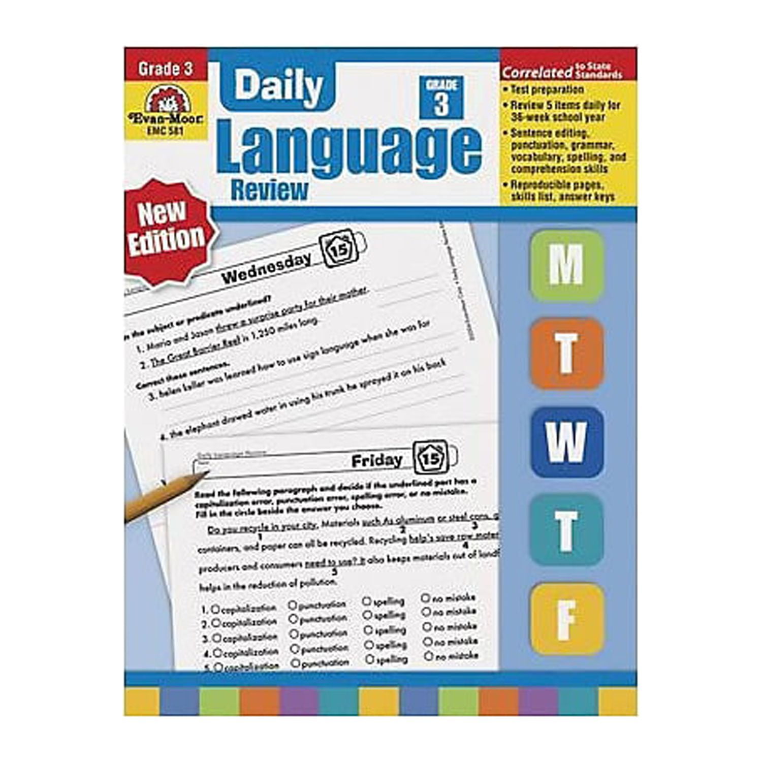 Grammar Skills Evan-Moor Daily Language Review Grade 3 EMC581 - Walmart.com