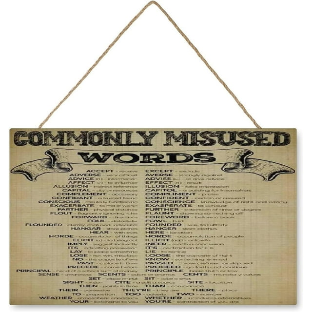 Grammar Vocabulary Charts Wood Signs Knowledge Poster Commonly Misused ...