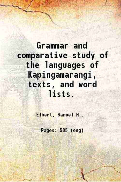 Grammar and comparative study of the languages of Kapingamarangi, texts ...
