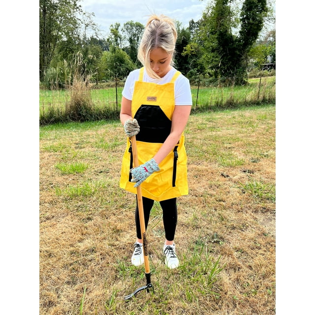 Grampa's Garden Apron - Yellow Cross Back Gardening Apron With Pockets ...