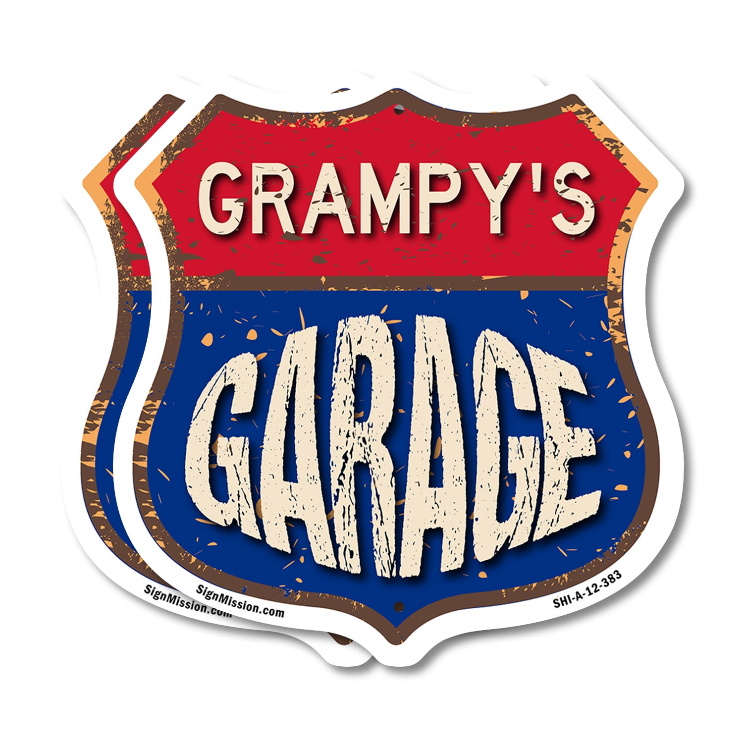 Grampy's Garage (2 Pack) 12 inch X 12 inch Shield-Shaped Rust-Free ...