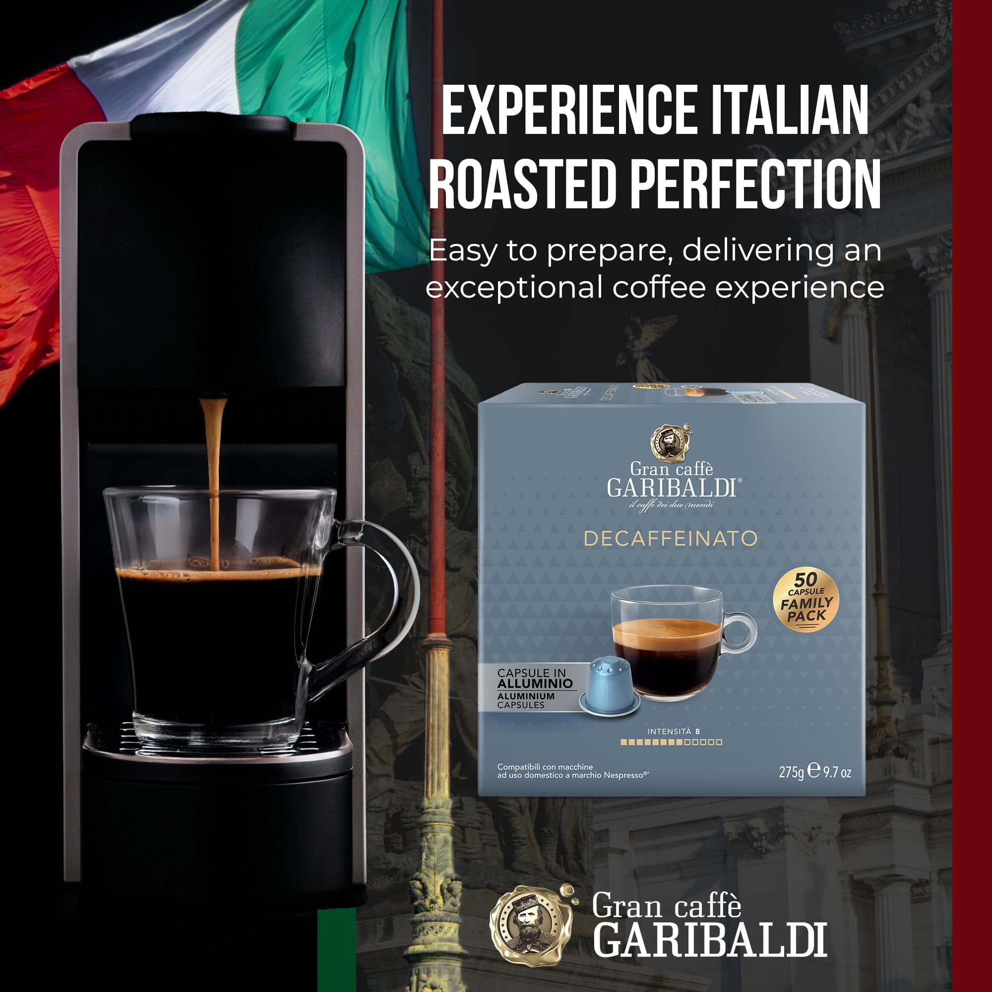 Gran Caffè Garibaldi SCH4 Decaffeinated Espresso Pods, Italian Roast ...