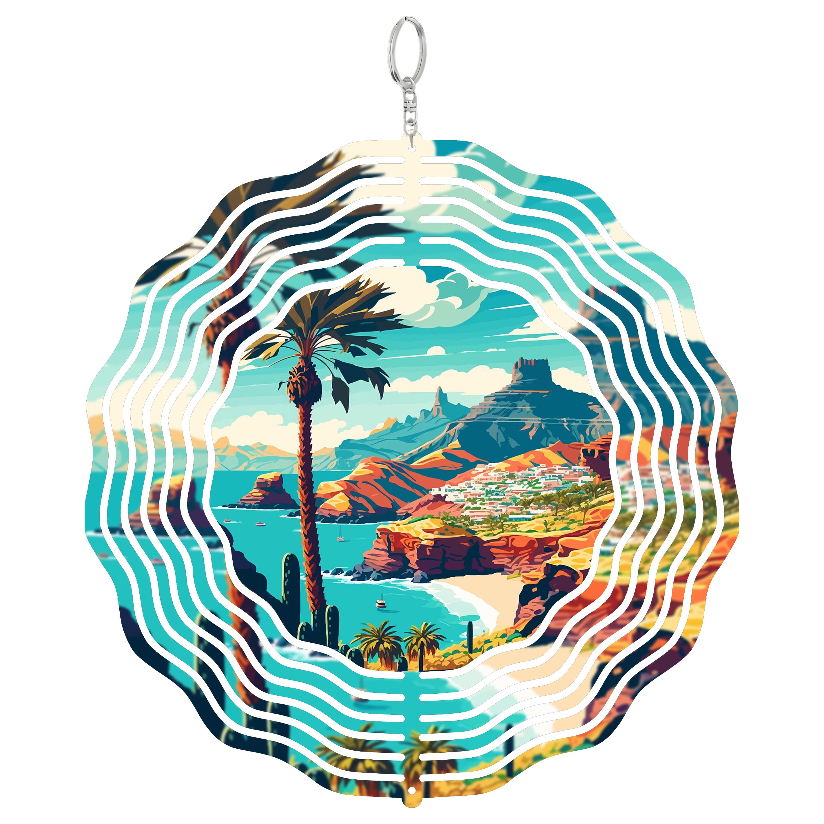 Gran Canaria Spain Island 3D Wind Spinner Metal Hanging Ornament Yard ...