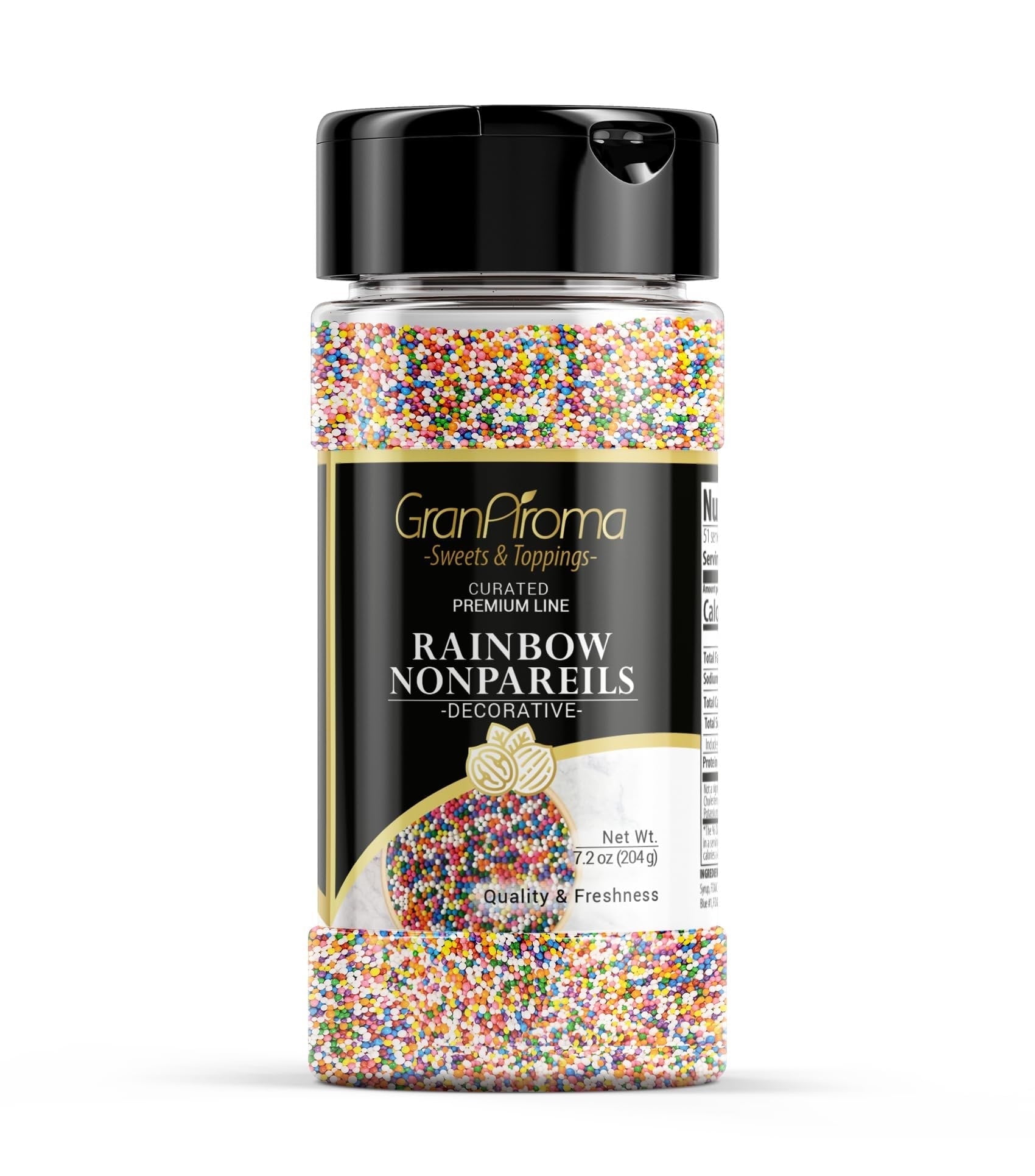 GranAroma Rainbow Nonpareils, 7.2 oz, Decorative Sprinkles, Cakes ...