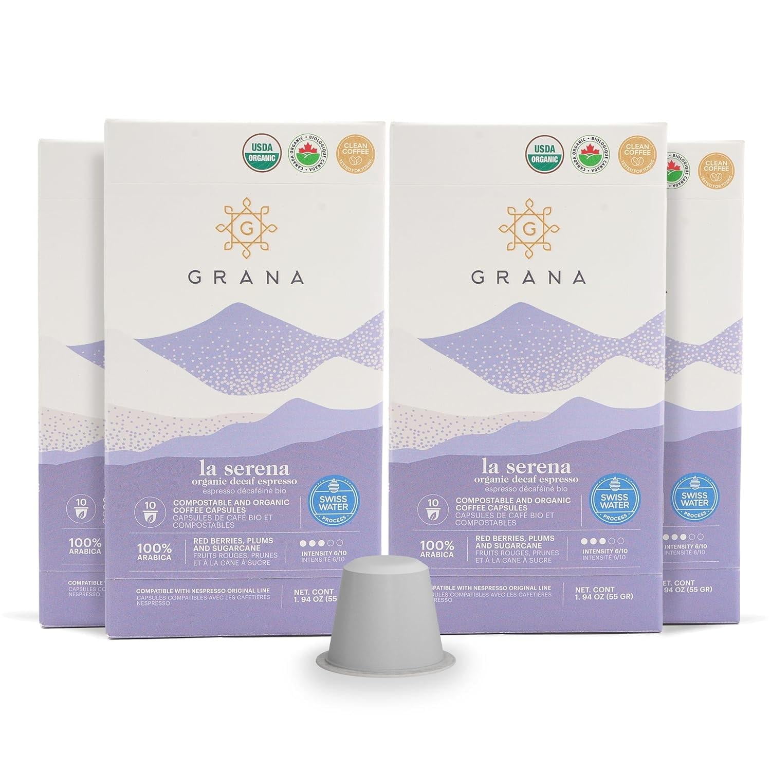Grana Decaf Nespresso Coffee Pods, Decaffeinated Dark Roast , Organic ...