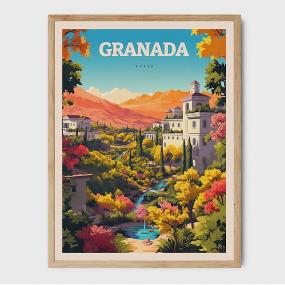 Granada Alhambra Spain City Travel Wall Art, Unframed Canvas 12x16in ...