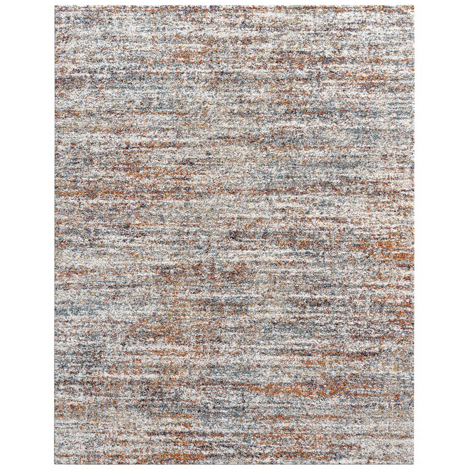 Granada Ezra Ivory Blue Orange and Rust Olefin Shag Area Rug - Walmart.com