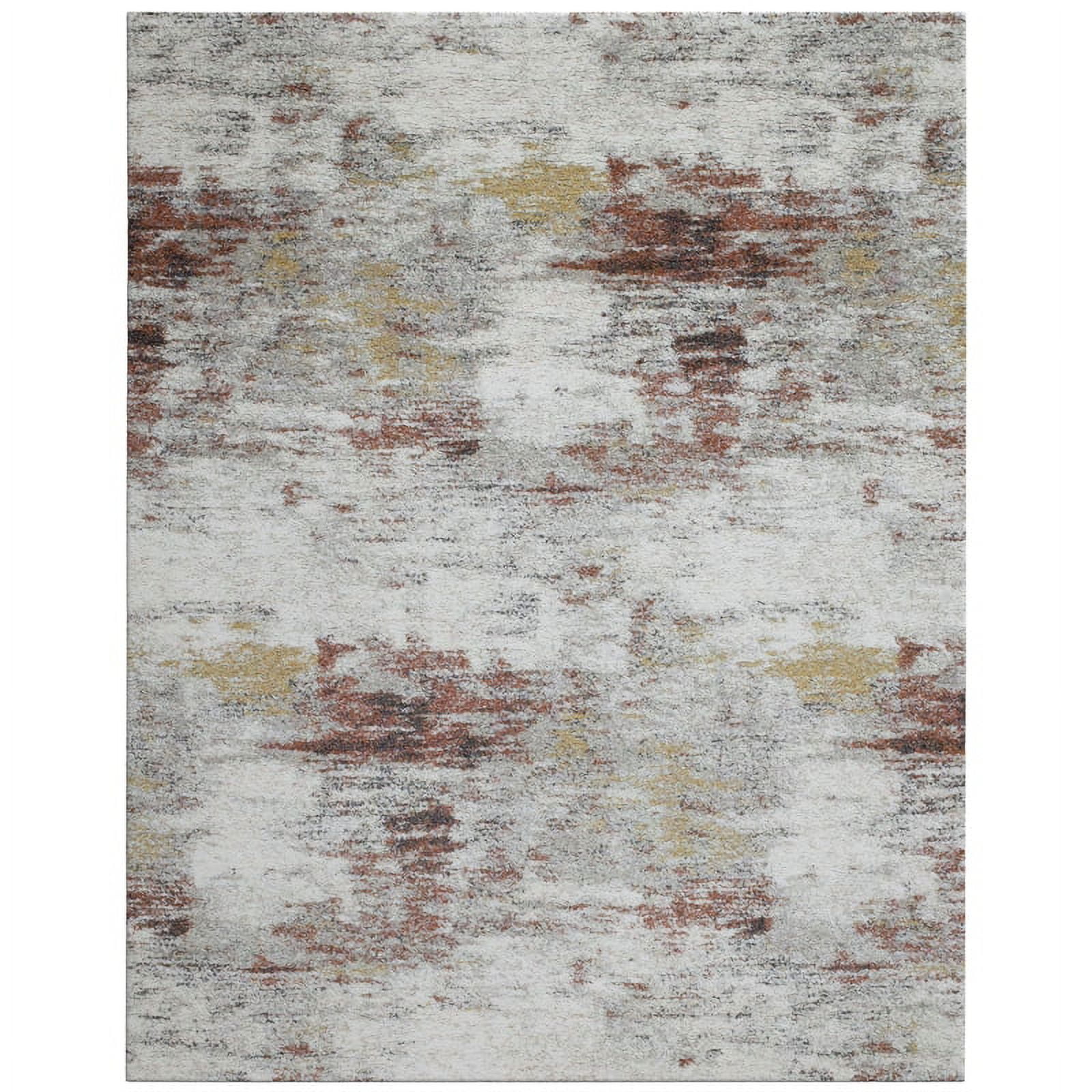Granada Riverbed Ivory Gold Gray and Rust Olefin Shag Area Rug ...