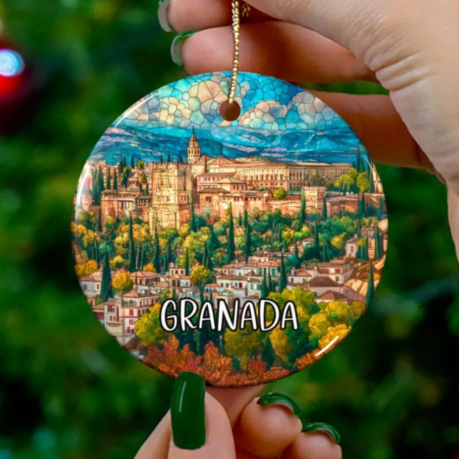 Granada Spain Ornament, Stained Glass Style, Unique Souvenir, Vacation ...