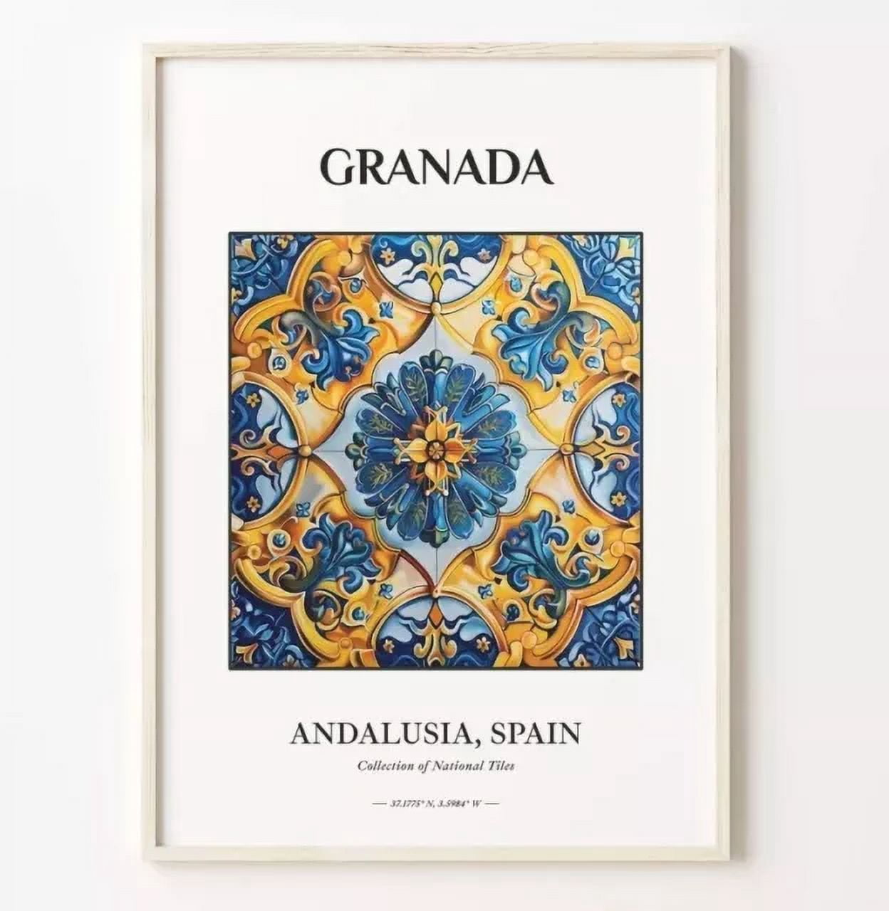 Granada Tile Art Poster, Andalusian Tile Decor NO FRAMED POSTER Home ...